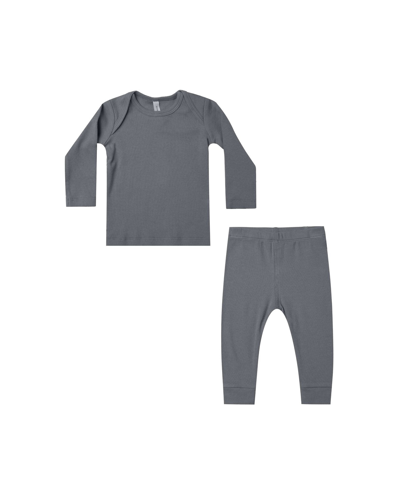 RIBBED TEE AND LEGGING SET || NAVY – Little Barn Baby